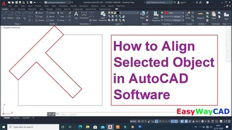 how to align selected object in autocad software youtube