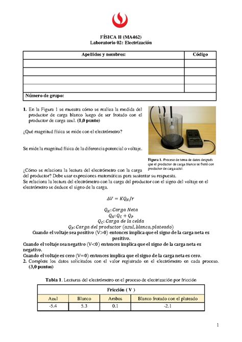 Reporte De Laboratorio 02 De Física Ii A Distancia FÍsica Ii Ma462