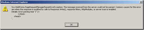 page request manager parser error with asp ajax 1 0