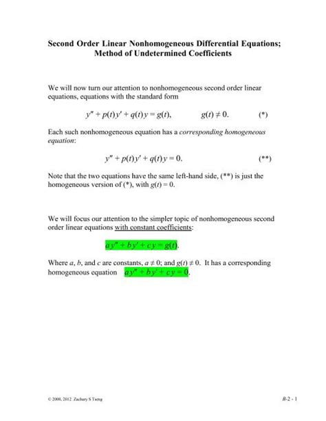 second order linear nonhomogeneous differential equations