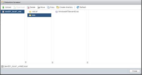 how to upload an iso image to a vmware datastore for use with vmware