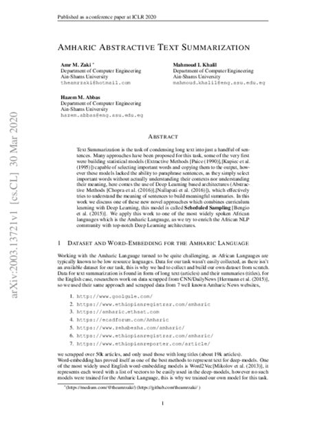 pdf amharic abstractive text summarization hazem abbas