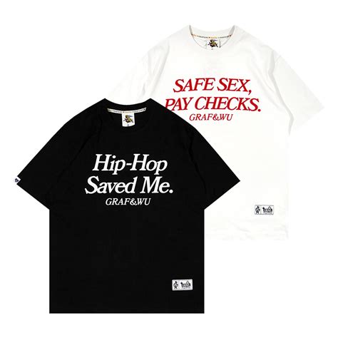 Graf原创品牌safe Sex Paychecks Hiphop Savedme人生态度短袖t恤 虎窝淘