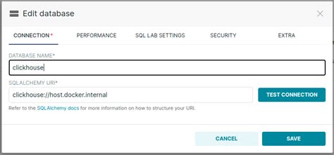 docker can t connect clickhouse db using superset occur error could
