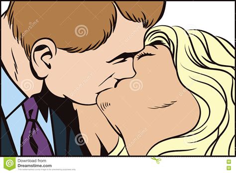 People In Retro Style Pop Art Loving Couple Stock Vector