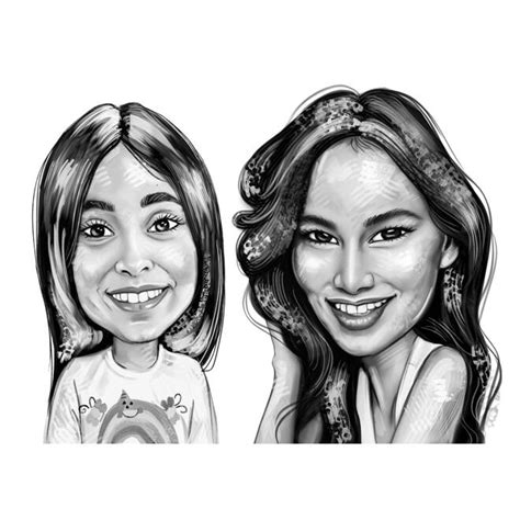 رسم بالزيت رسم كاريكاتوري لشخصين بأسلوب أبيض وأسود