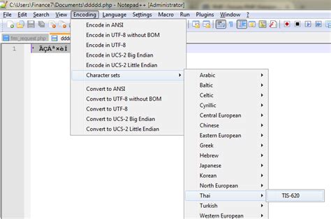 การเปลี่ยน encoding character set ด้วย notepad iso 8859 1 to utf 8