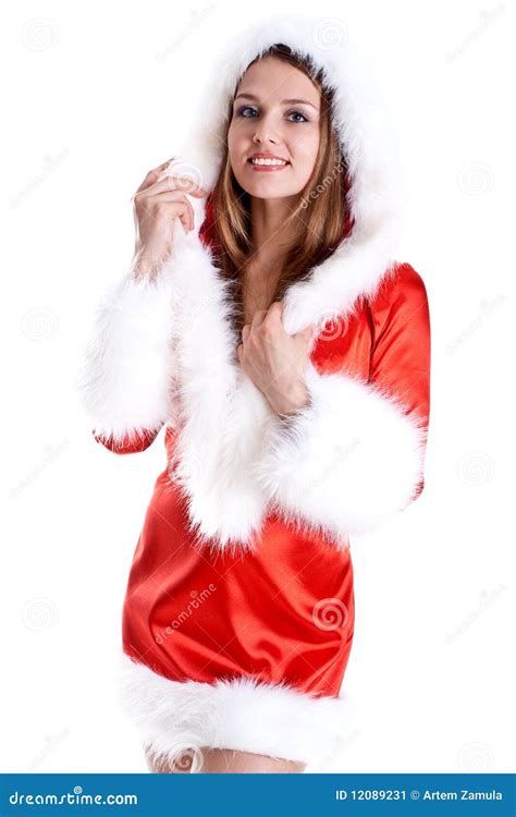 Beautiful Woman Wearing Santa Claus Clothes Stock Image Image Of