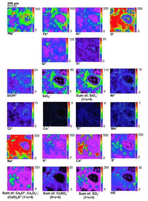 Tof Sims Time Of Flight Secondary Ion Mass Spectrometry Mappings Of
