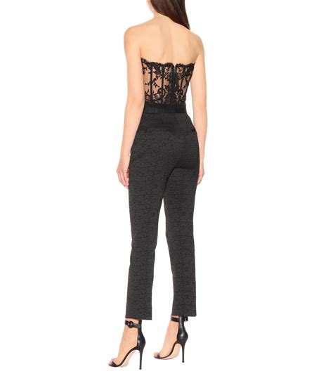 Dolce And Gabbana Floral Lace Jacquard Pants In Black Lyst