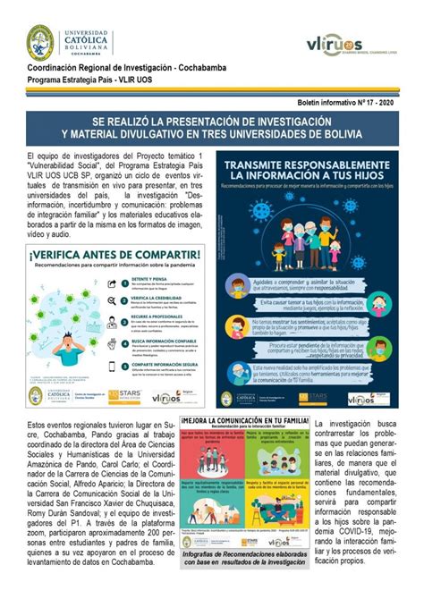 Boletín Informativo 17 2020 Universidad Católica Boliviana San Pablo