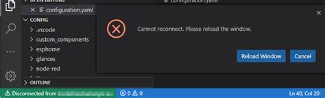 cannot reconnect errors · issue 96 · hassio addons addon vscode · github