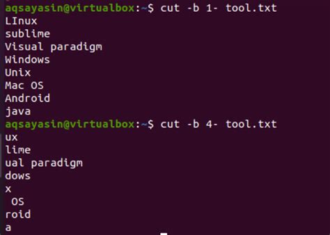 bash cut command with examples