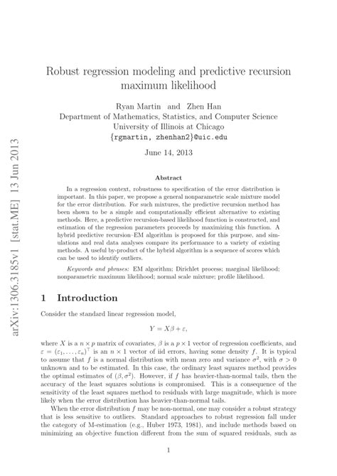 pdf robust regression modeling and predictive recursion maximum
