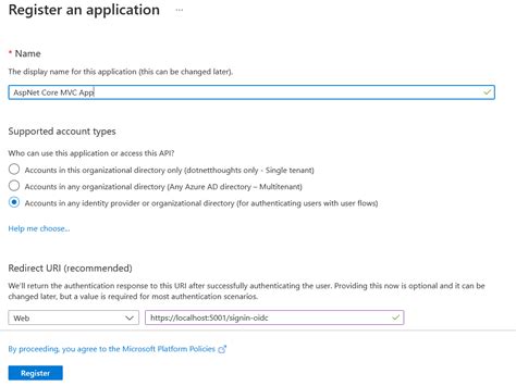 authenticating asp core mvc applications with azure
