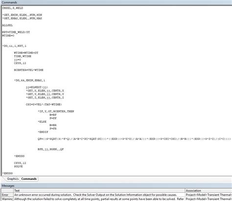 an unknown error occurred during solution