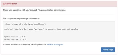 netbox not working with postgres error on rpi4 container support