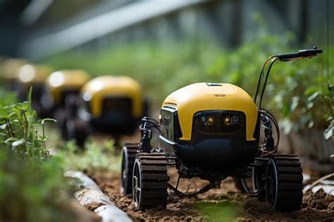 Premium Ai Image Revolutionizing Farming Robots Employing Precision