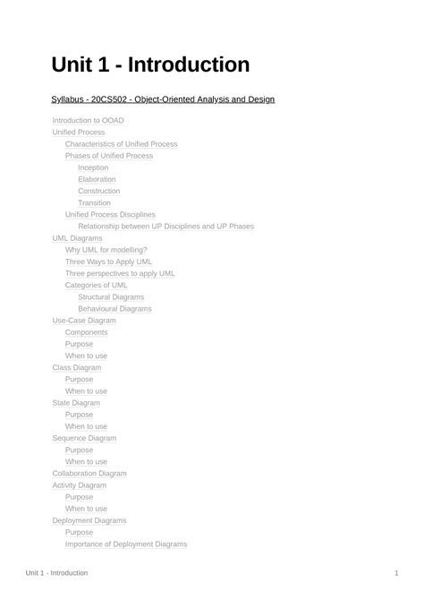 ooad unit 1 hey unit 1 introduction syllabus 20cs502 object