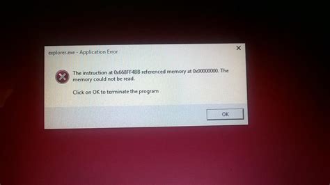 application error in explorer exe when shut down my computer