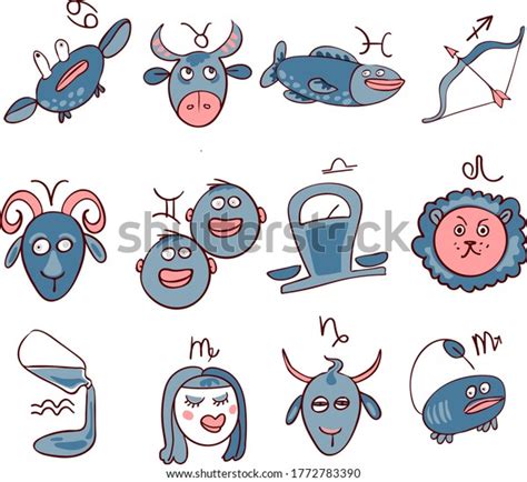 Set Astrological Zodiac Symbols Horoscope Signs Stock Vector Royalty