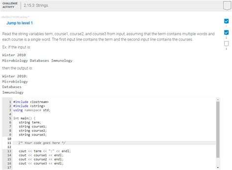 solved jump to level 1 read the string variables term