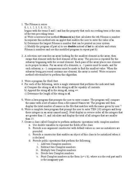 java exercise class computer programming method