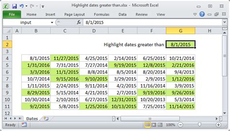 excel formula highlight dates greater than exceljet