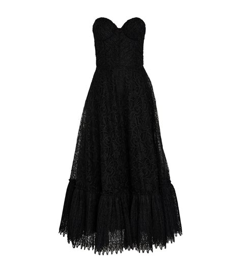 Womens Costarellos Black Strapless Lace Gown Harrods Uk