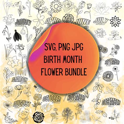 Birth Month Svg Bundle Flower Svg Birth Flower Svg Floral Etsy