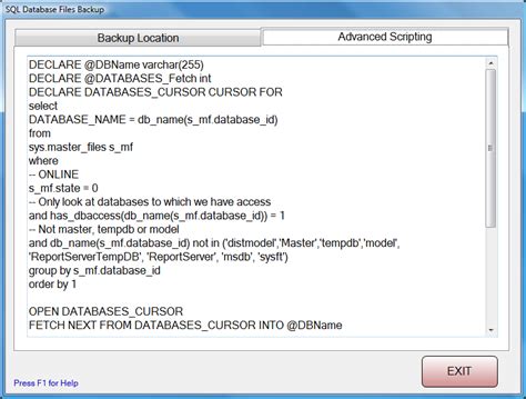 sql database files manual backup