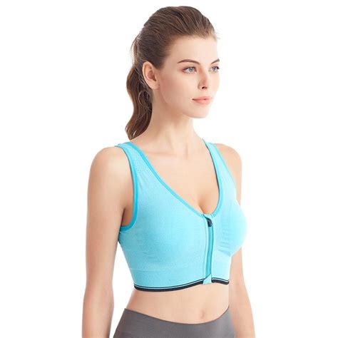 Cheap Front Zipper Sports Bra Professional Shockproof Breathable No