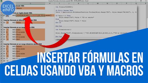 insertar fórmulas y funciones en celdas de excel usando vba y macros