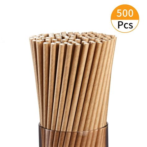 Brown Kraft Paper Straws 500 Pcs Dye Free Biodegradable Drinking Straw