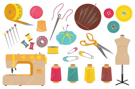 Premium Vector Sewing Tools Set Graphic Elements In Flat Design