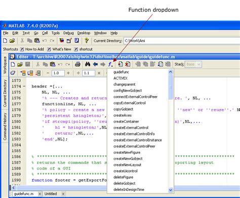 moving between functions within a file matlab community