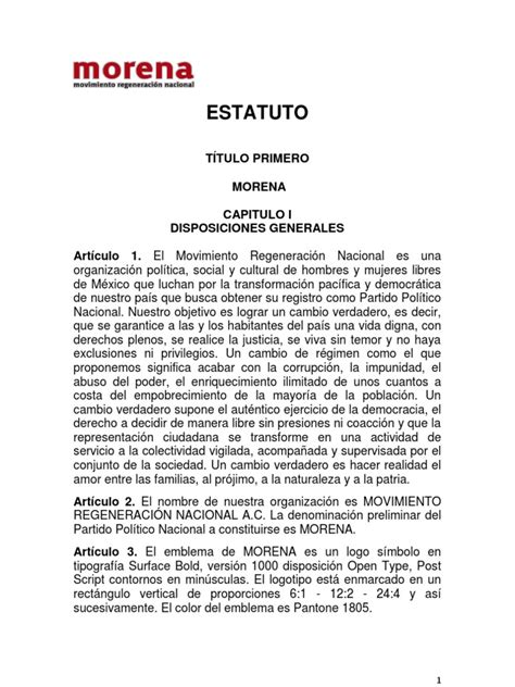 Estatutos De Morena Pdf Democracia Ideologías Políticas