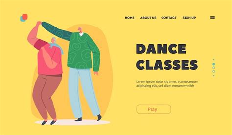 Premium Vector Dance Classes Landing Page Template Happy Elderly Male