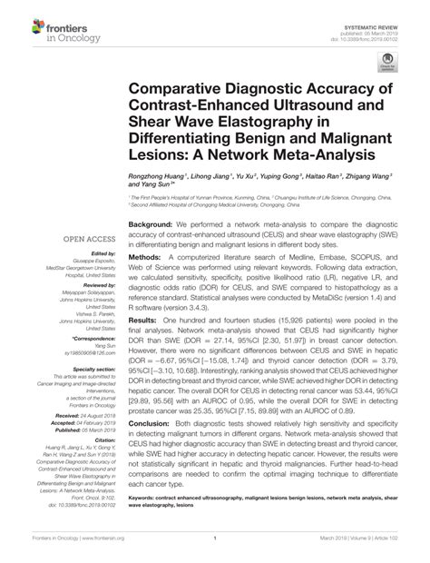 Pdf Comparative Diagnostic Accuracy Of Contrast Enhanced Ultrasound