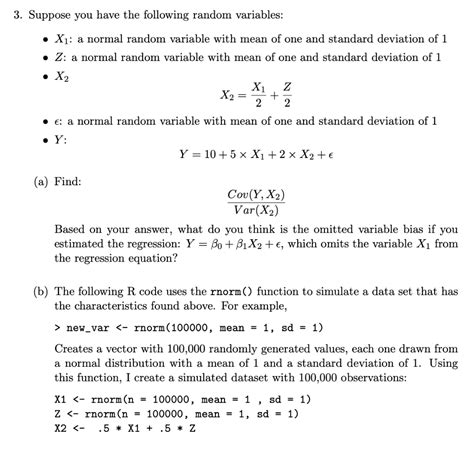 solved 3 suppose you have the following random variables