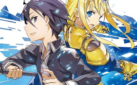 Download Wallpapers Alice Zuberg And Kirito Manga Warriors Artwork
