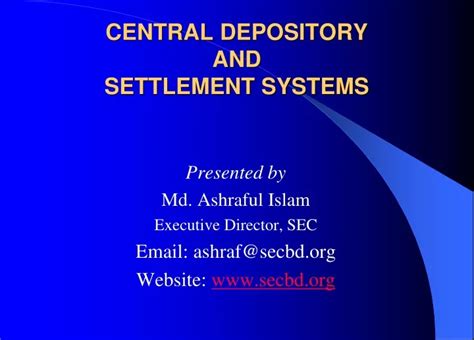 Ppt Central Depository And Settlement Systems Powerpoint Presentation