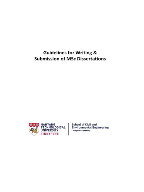 Guidelines For Writing And Submission Of Msc Dissertations Pdf Thesis