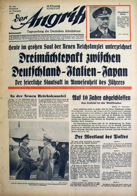 Lemo Objekt Der Angriff Zur Unterzeichnung Des Dreimächtepaktes 1940