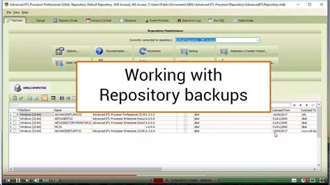 advanced etl processor working with repository backups youtube