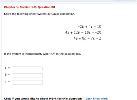 Solved Solve The Following Linear System By Gauss