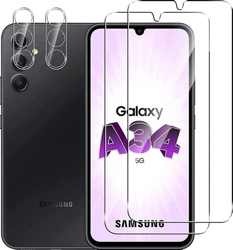 Yapanizcel Mica Para Samsung Galaxy A34 2 Unidades Mica Cristal