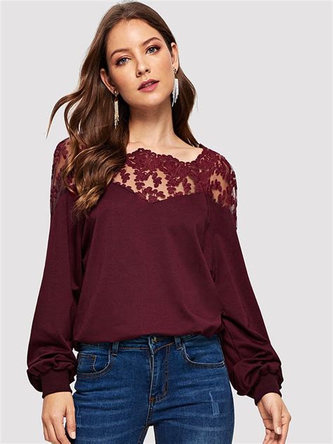 Shein Embroidered Mesh Sleeve Sweatshirt Artofit