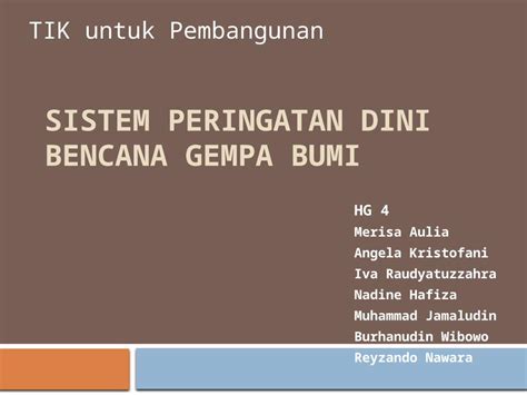 Pptx Sistem Peringatan Dini Bencana Gempa Bumi Dokumen Tips