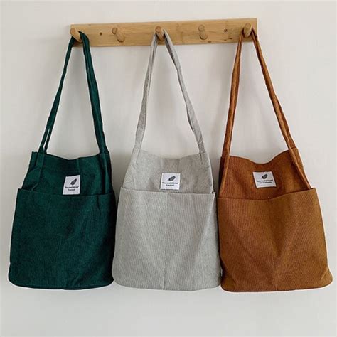 New 2022 Corduroy Tote Bag Women Shopping Bag Shoulder Bag Etsy